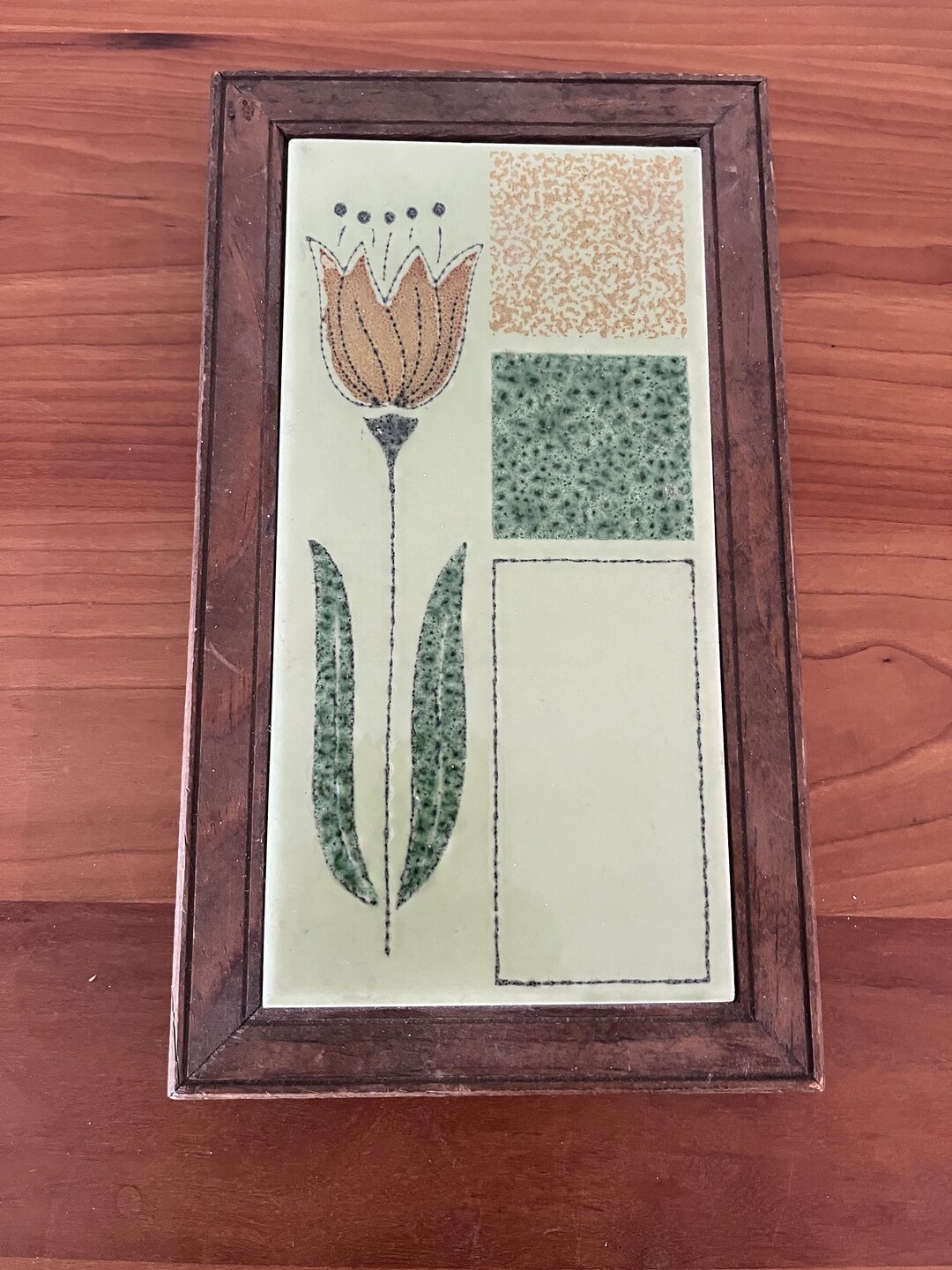 Rare Vintage Spanish Tile Trivet Wood Framed Tulip MCM - Etsy