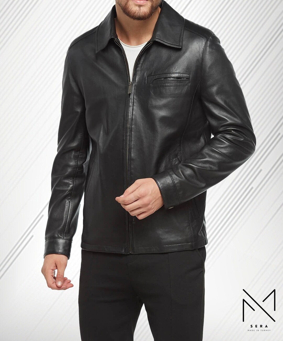 Custom Tailoringmen Genuine Leather Motorcyle Jacket,genuine Lambskin ...