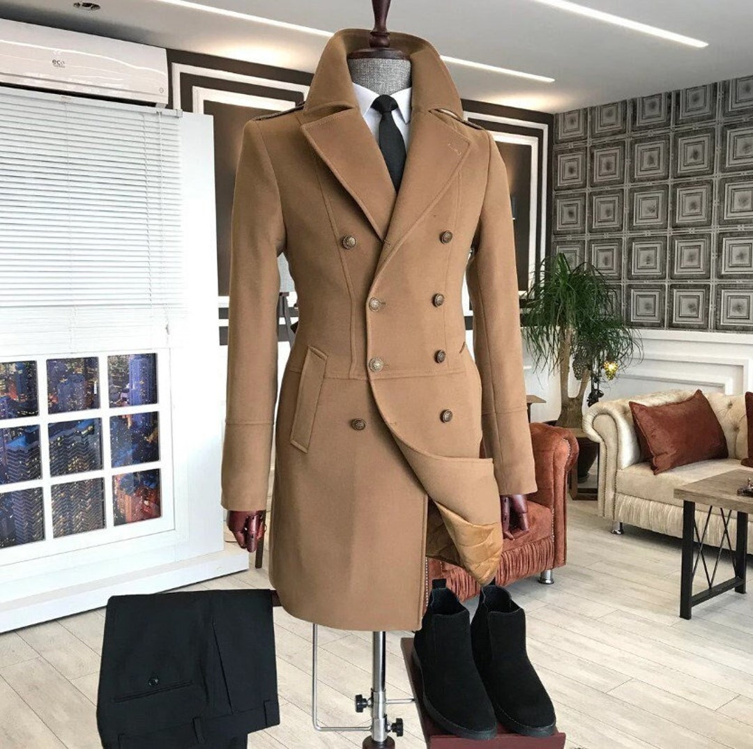 Custom Made Men Double Breasted Wool Overcoat,men Long Coat,men Vintage ...
