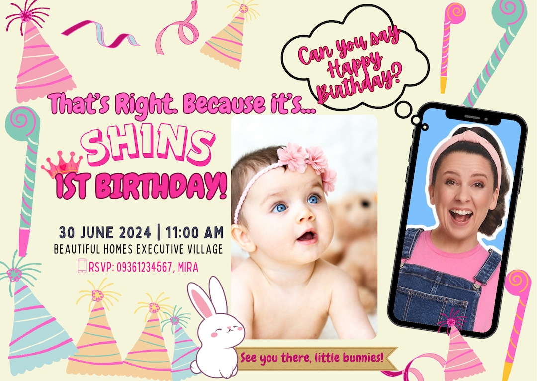 Ms Rachel Inspired Birthday Card, 1st Birthday Ms Rachel Theme - Etsy