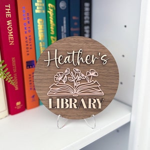 Personalized Library Sign, Book Shelf Decor, Gift for Book Lover ...