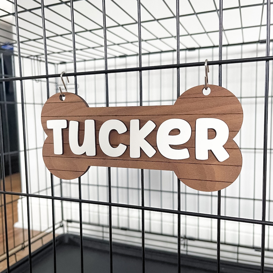 Walnut Personalized Crate Sign, Custom Dog Decor, Hanging Crate Tag ...