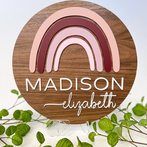 Boho Rainbow Nursery Name Sign, Boho Nursery Decor, Pink Rainbow ...