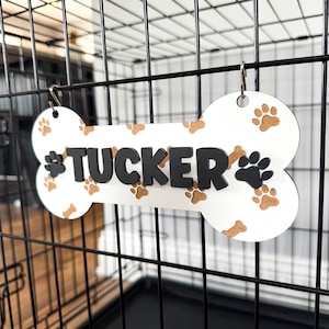 Personalized Dog Crate Sign: Bone-shaped Kennel Name Plate - Etsy
