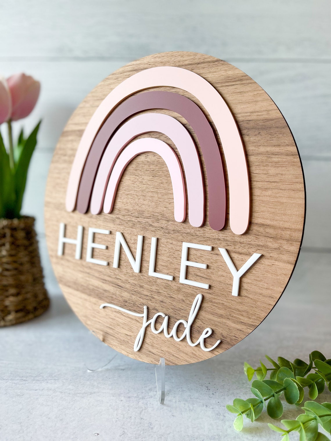 Boho Rainbow Nursery Name Sign Boho Nursery Decor Pink - Etsy