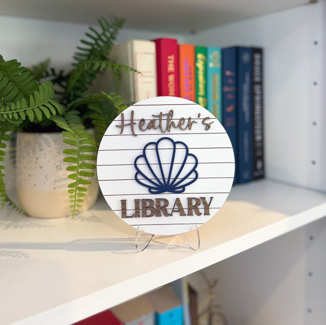 Personalized Library Sign, Book Shelf Decor, Gift for Book Lover ...
