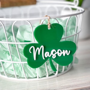St. Patrick's Day Basket Tag, Shamrock Basket Tag, Personalized ...
