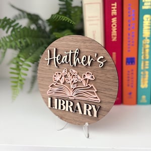 Personalized Library Sign, Book Shelf Decor, Gift for Book Lover ...