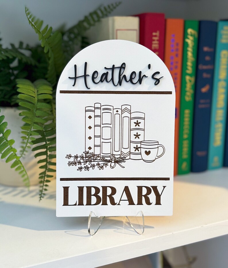 Personalized Library Sign: Book Lover Gift, Book Nook Decor - Etsy