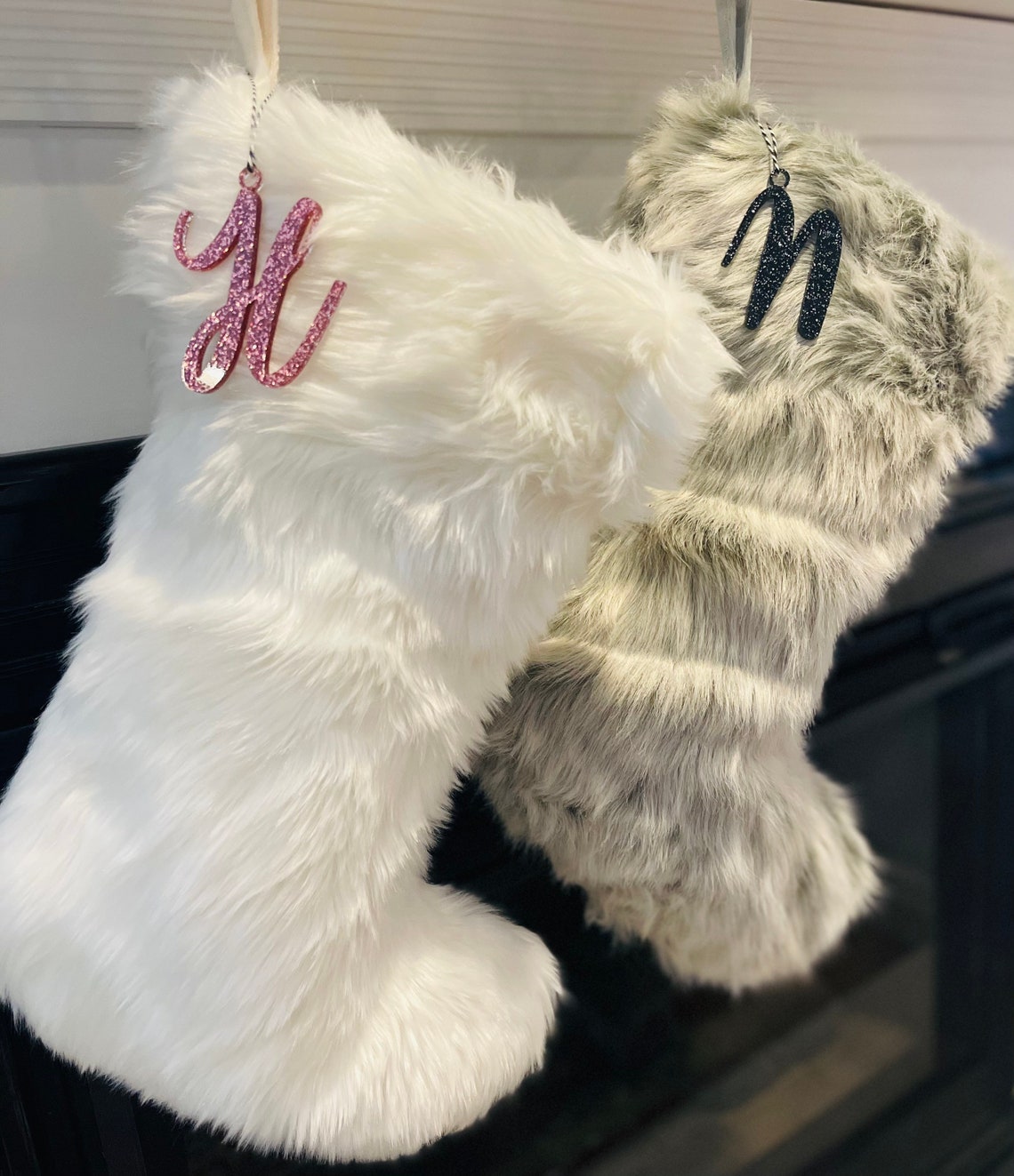 Letter Initial Stocking Tag Glitter Letter Stocking Tag - Etsy