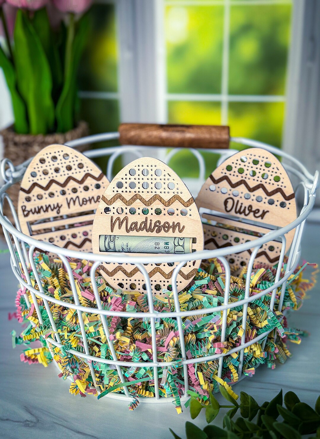 Personalized Easter Egg Money Holder: Maple Easter Basket Tag - Etsy