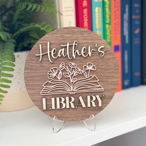 Personalized Library Sign, Book Shelf Decor, Gift for Book Lover ...