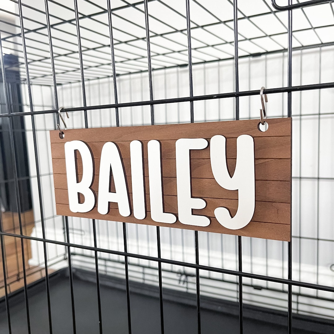 Walnut Personalized Crate Sign, Custom Dog Decor, Hanging Crate Tag ...