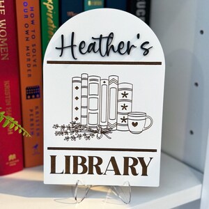 Personalized Library Sign, Book Shelf Decor, Gift for Book Lover ...