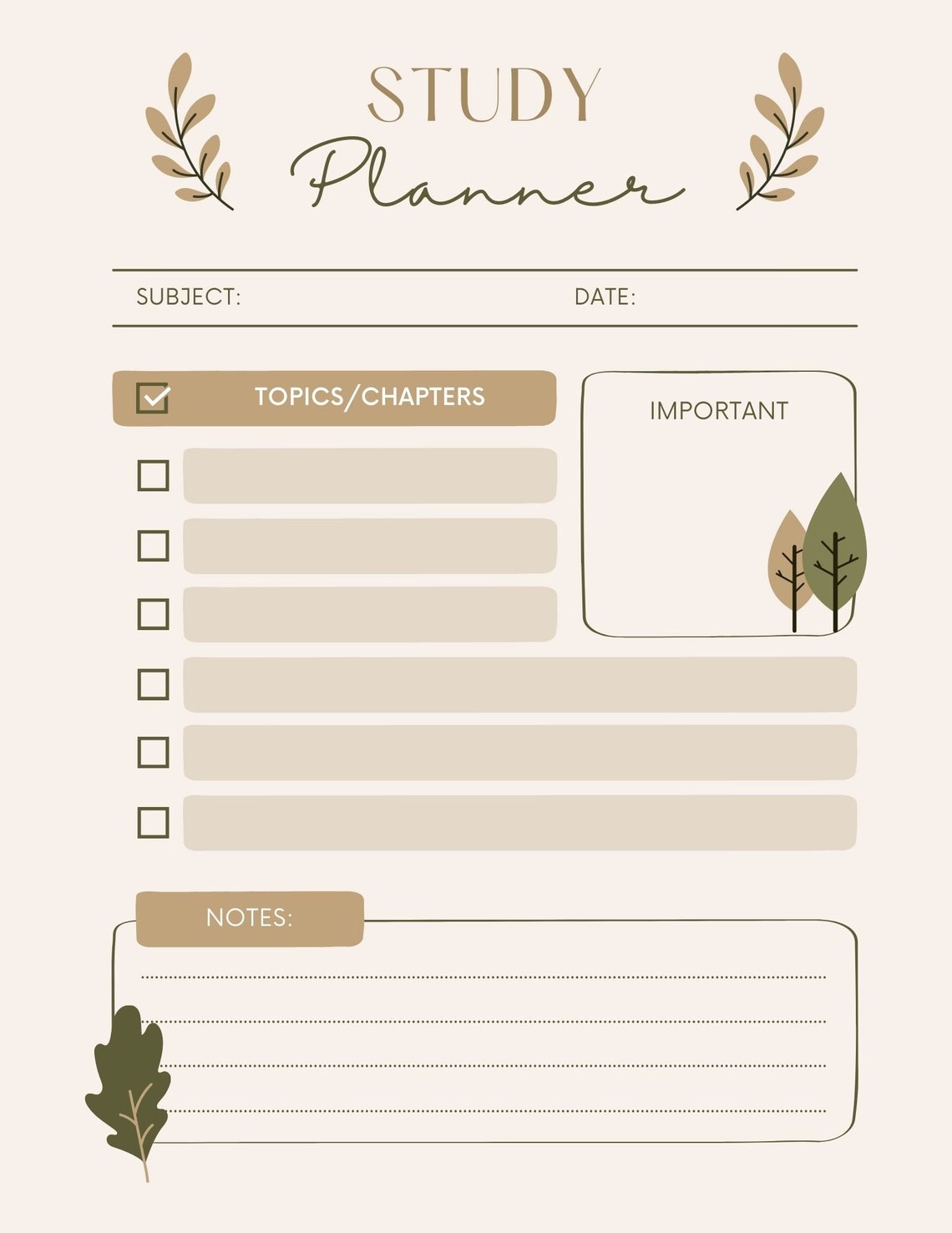 Student Study Planner - Etsy