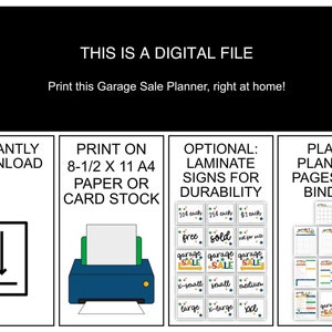 Printable Garage Sale Planner • Garage Sale Checklist • Sales Record ...