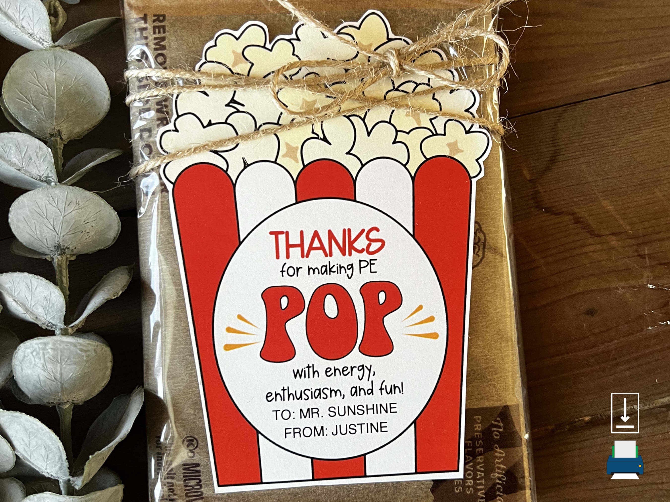 Fillable Teacher Appreciation Popcorn Tags • Printable Microwave ...