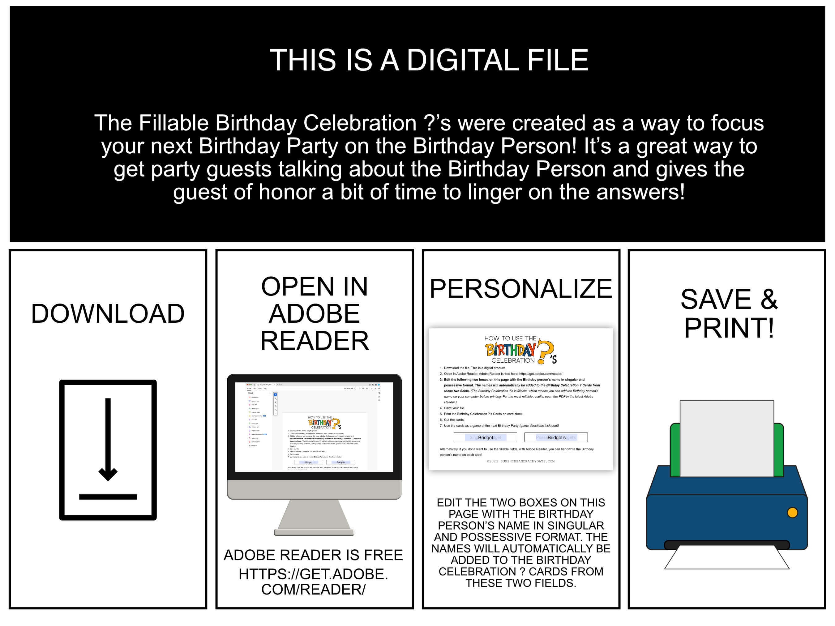 Printable Birthday Game • Birthday Celebration ?'s • Birthday Questions ...
