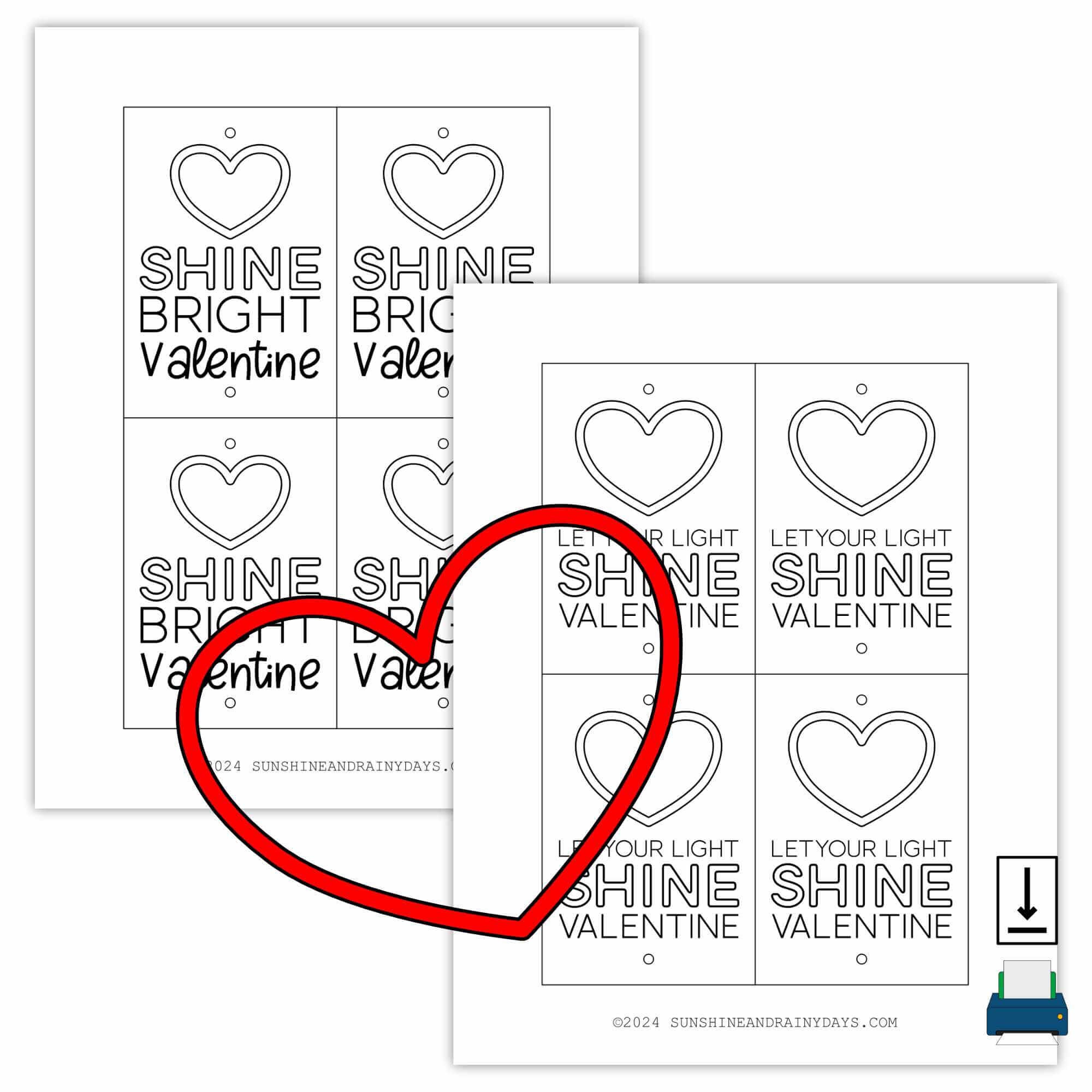 Glow Stick Valentine Tag Printable Glow Stick Valentine Personalized ...