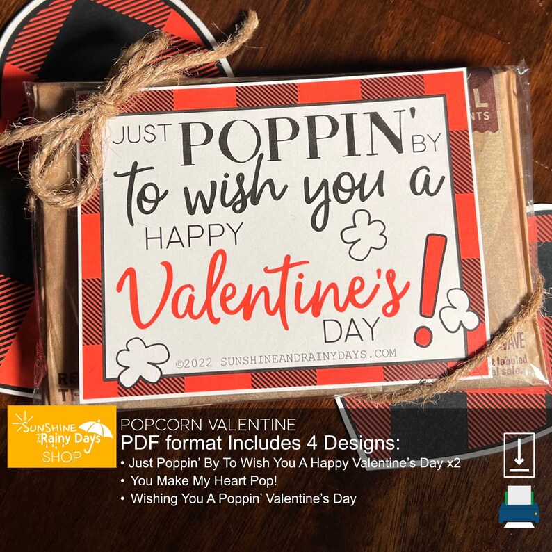 Valentine Popcorn Tag Popcorn Printables Printable Microwave Popcorn ...