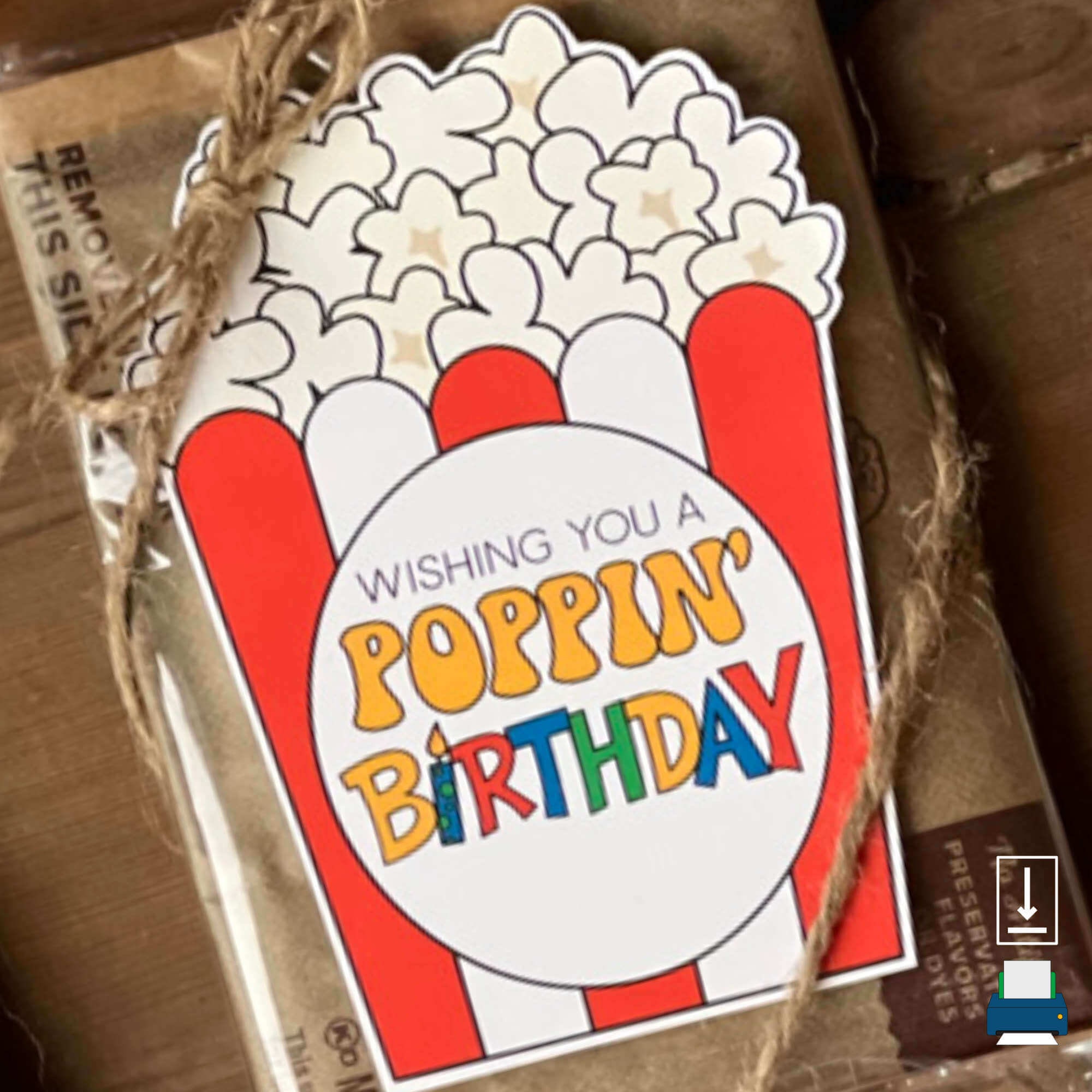 Fillable Wishing You A Poppin' Birthday Tag • Birthday Popcorn Tag ...