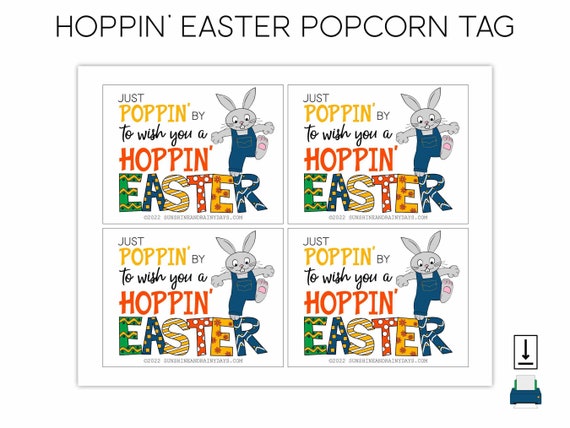 Easter Popcorn Tag Just Poppin' by to Wish You A - Etsy