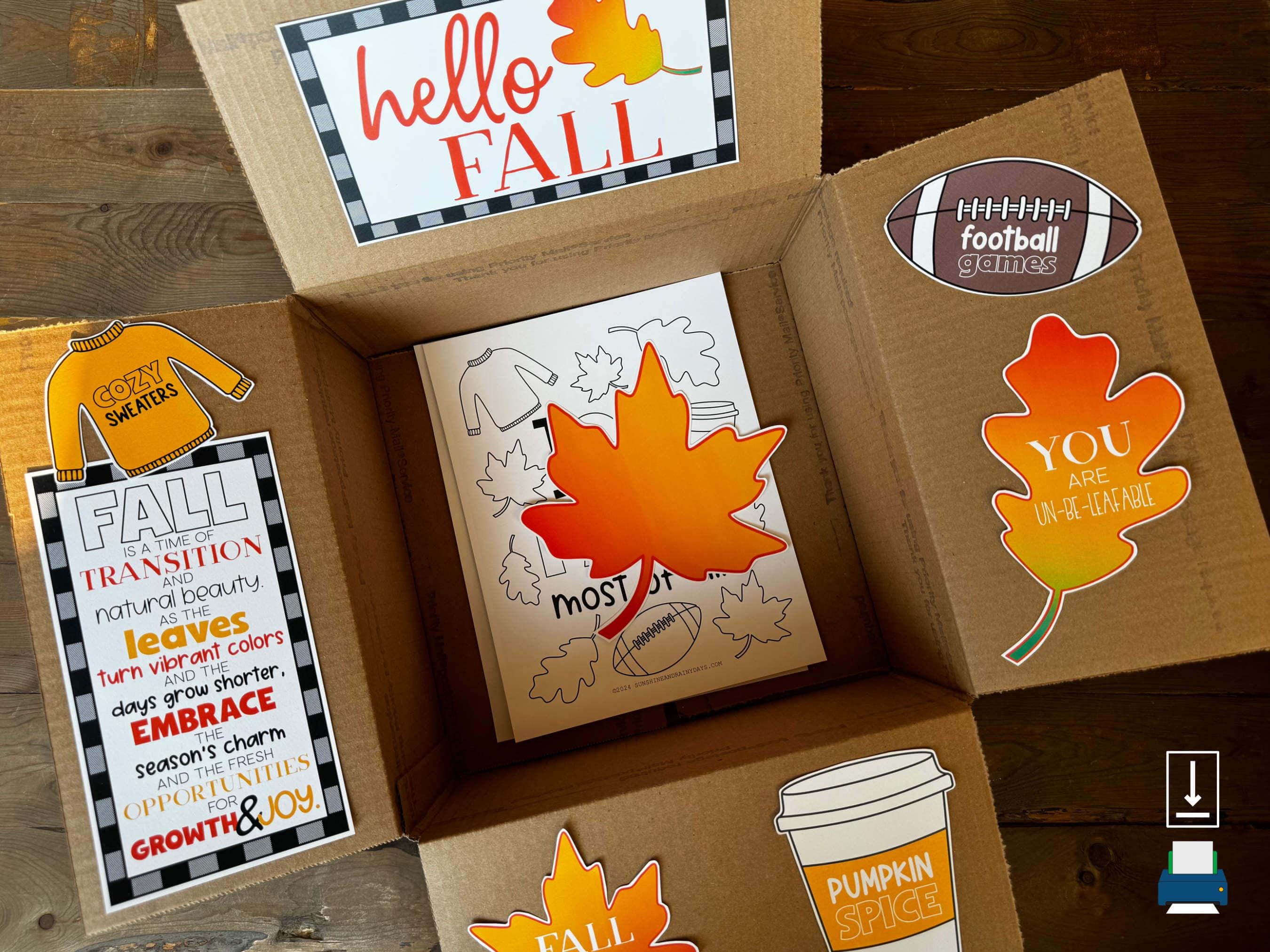 Fall Care Package Printables • Fall Box for College Students • College ...