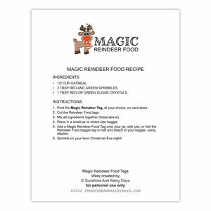 Magic Reindeer Food Tags Printable • Magic Reindeer Food Label • Print ...