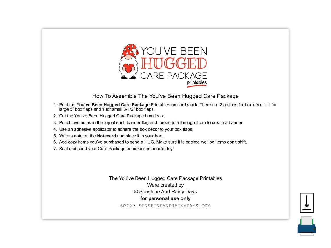 You've Been Hugged Care Package Printables • You've Been Hugged Box for ...