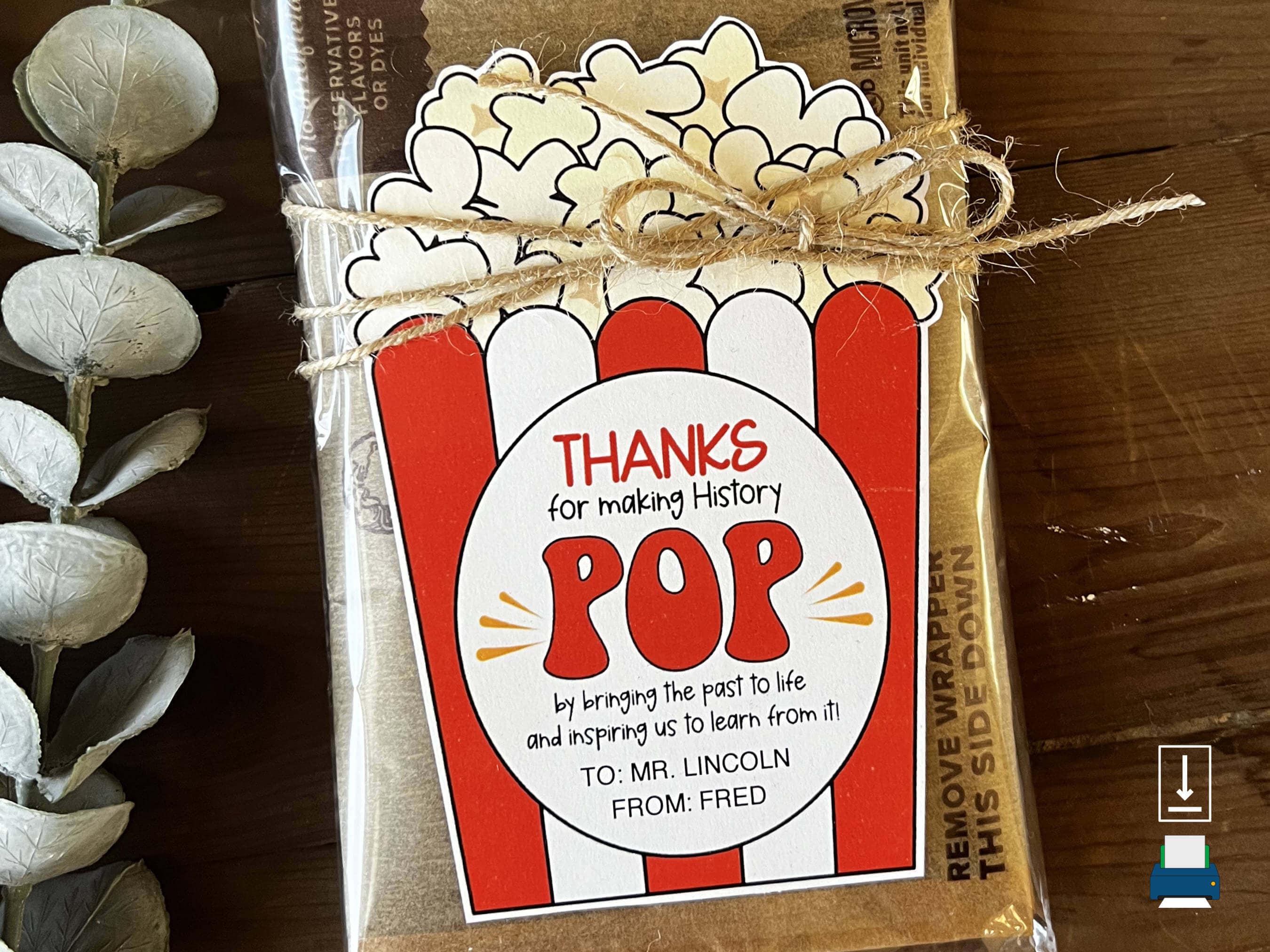 Fillable Teacher Appreciation Popcorn Tags • Printable Microwave ...