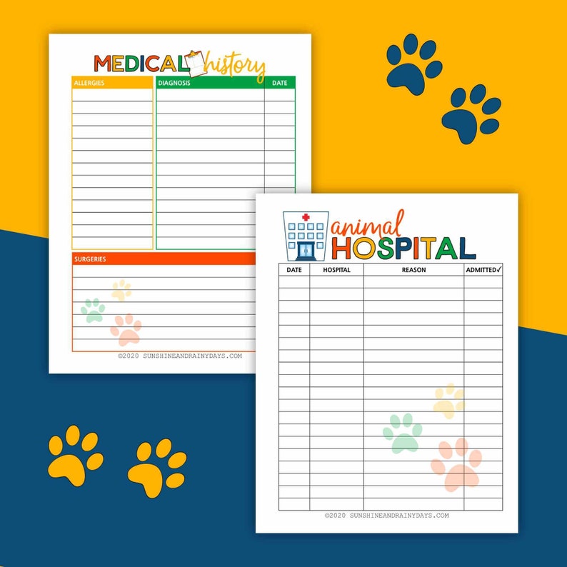 Printable Pet Binder Ultimate Pet Binder Pet Health Sheets Pet Records ...