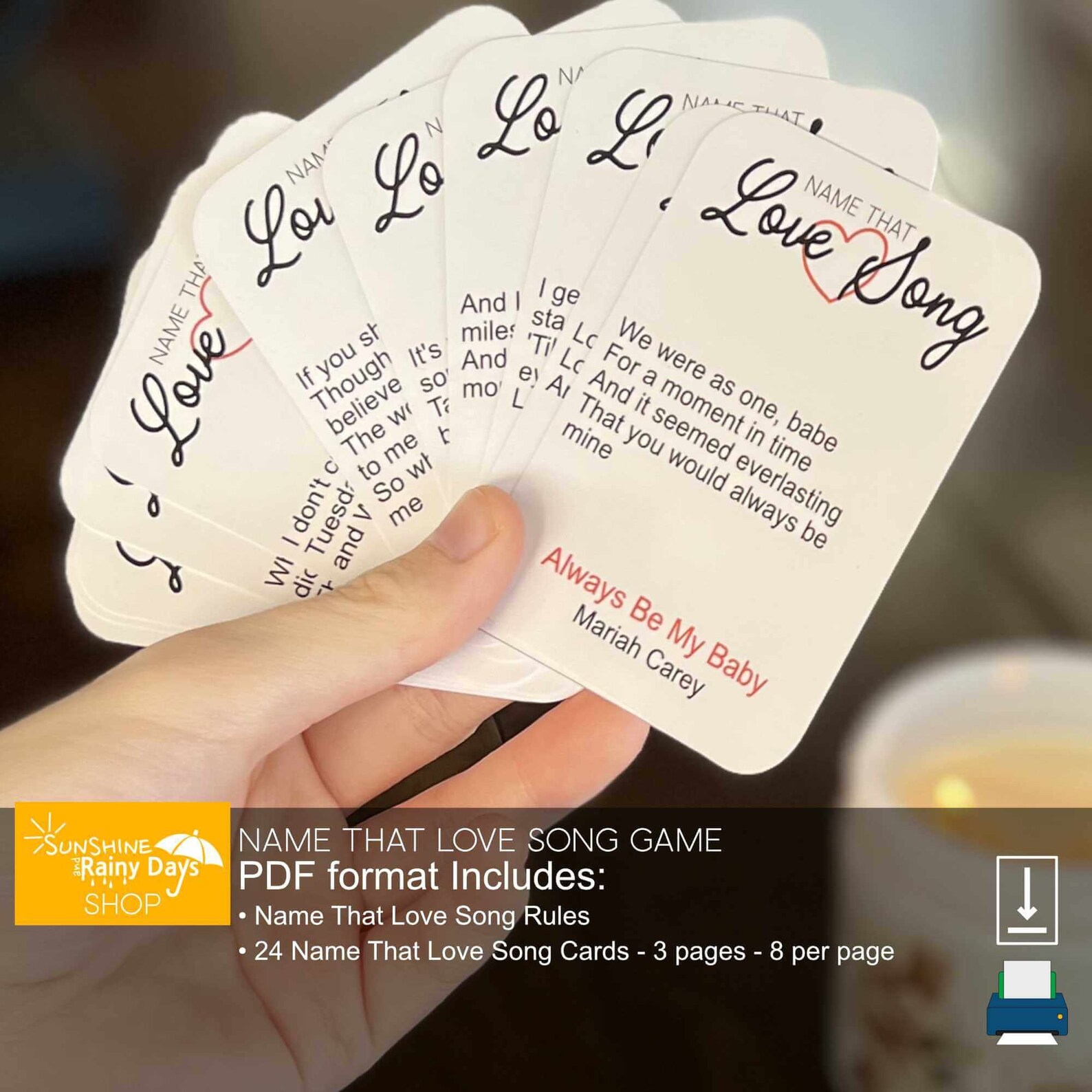 Name That Love Song Game Valentine Game Valentine Party Game for Adults ...