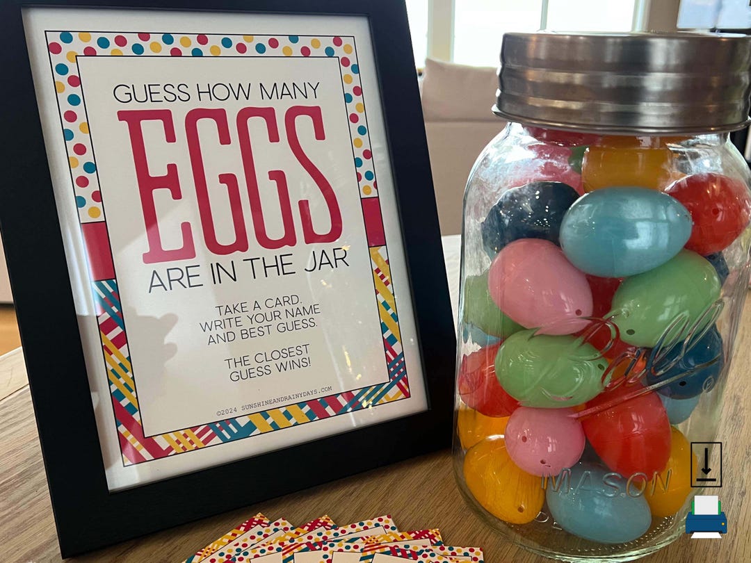 Guess How Many Eggs Are in the Jar Easter Party Game • Guess How Many ...