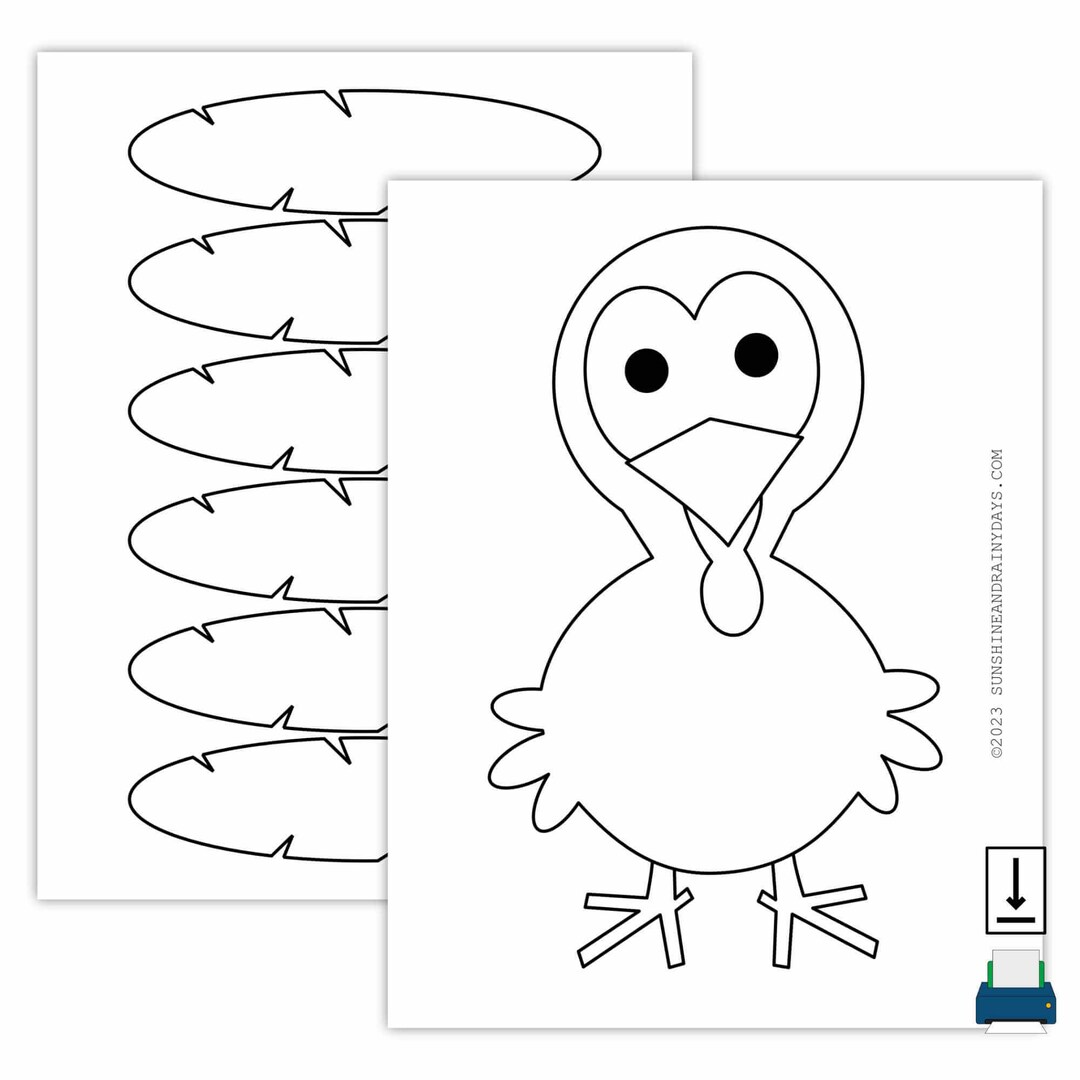 Turkey Coloring Activity Make Your Own Turkey DIY Paper - Etsy