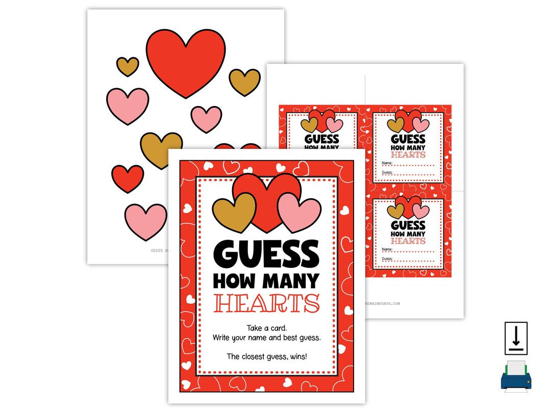 Printable Guess How Many Game • Valentine Party Game • Guess How Many ...