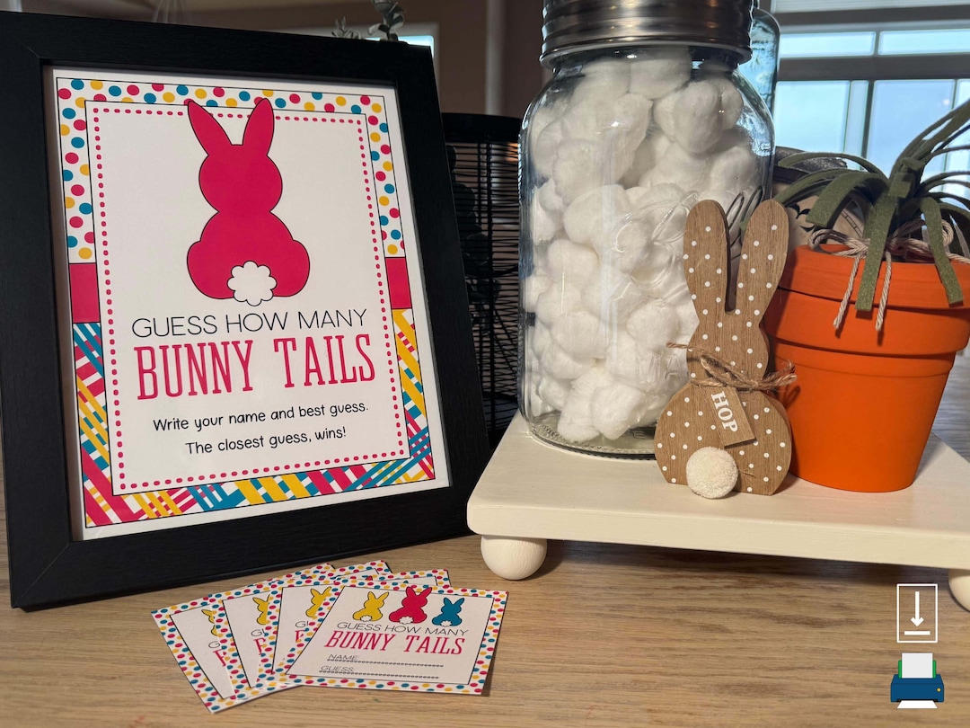 Guess How Many Easter Party Game • Guess How Many Bunny Tails Game ...