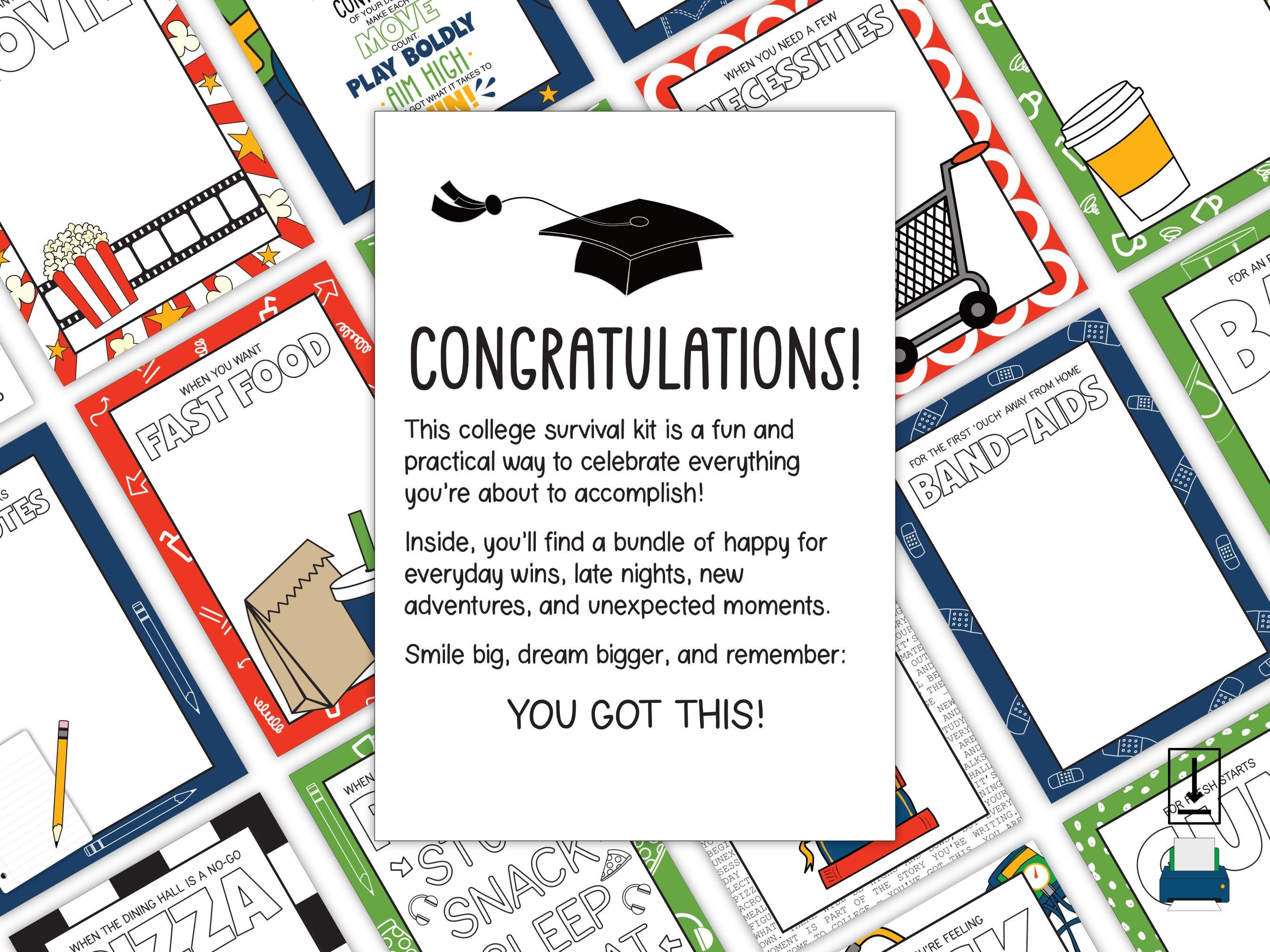 Printable College Survival Kit Book • Printable College Gift Card Book ...
