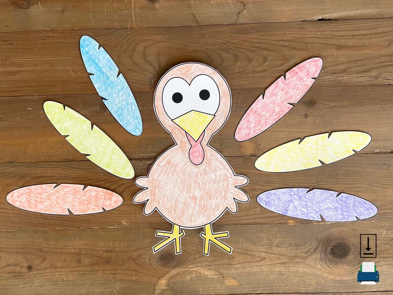 Printable Turkey Coloring Activity Make Your Own Turkey DIY Paper ...