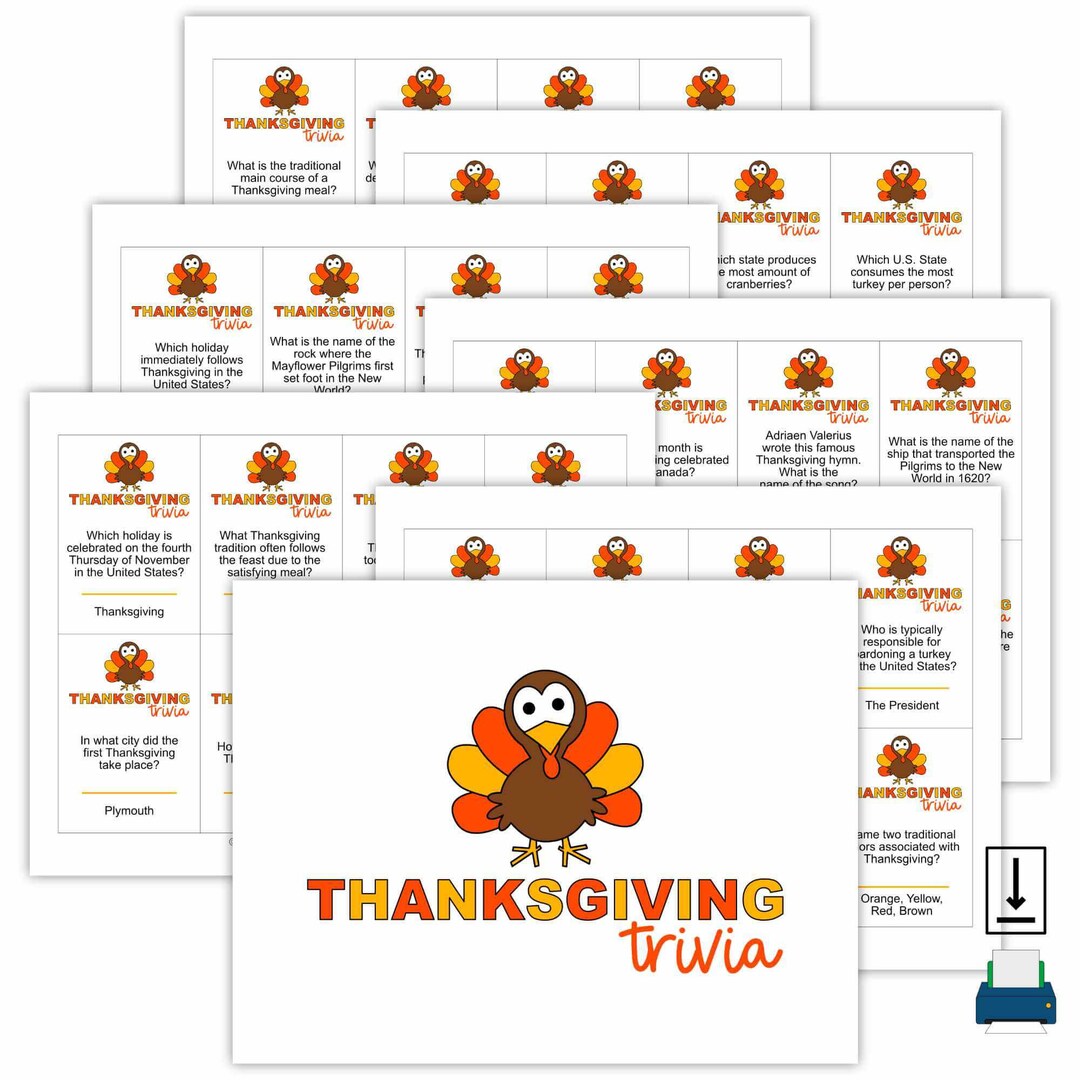 Thanksgiving Trivia Game Thanksgiving Party Game - Etsy