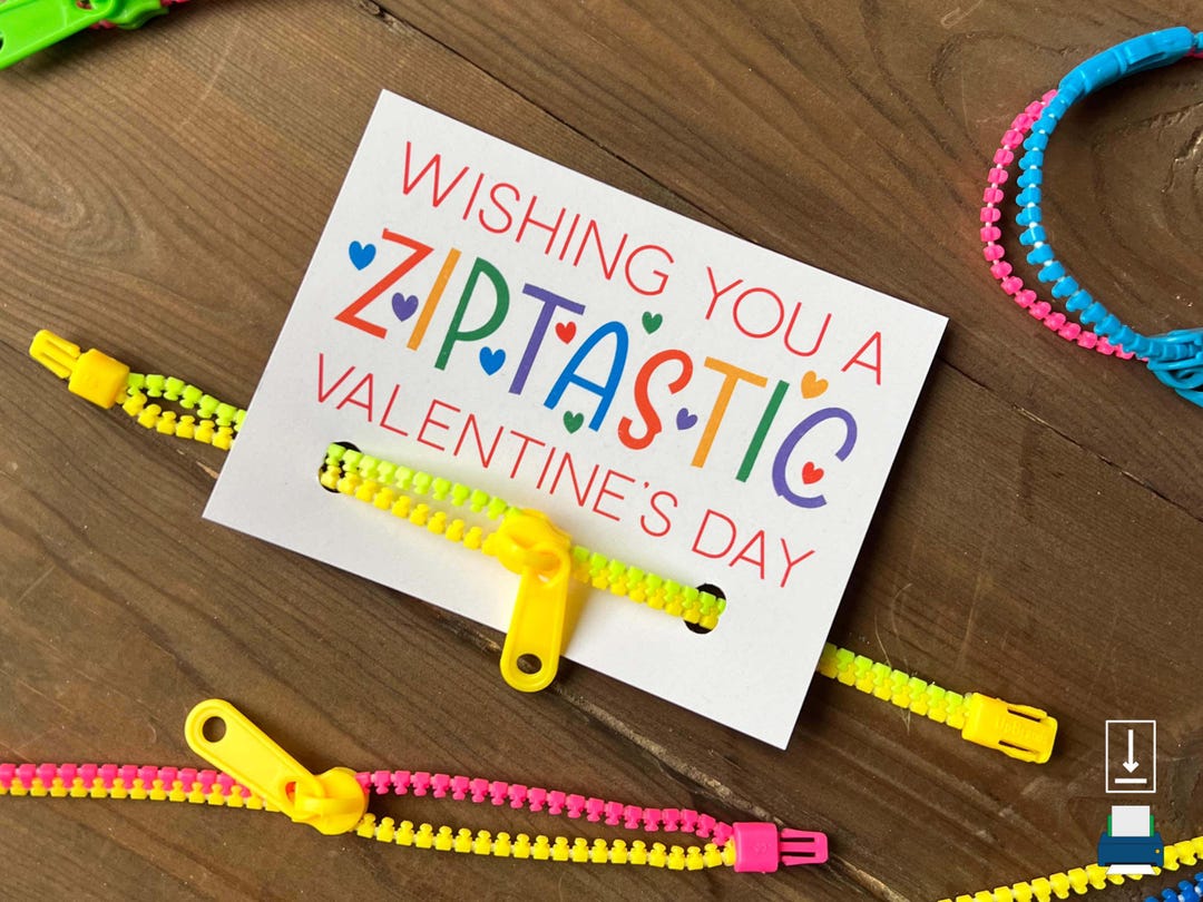 Zipper Bracelet Valentine Printable • Non Candy Valentine for Kids ...