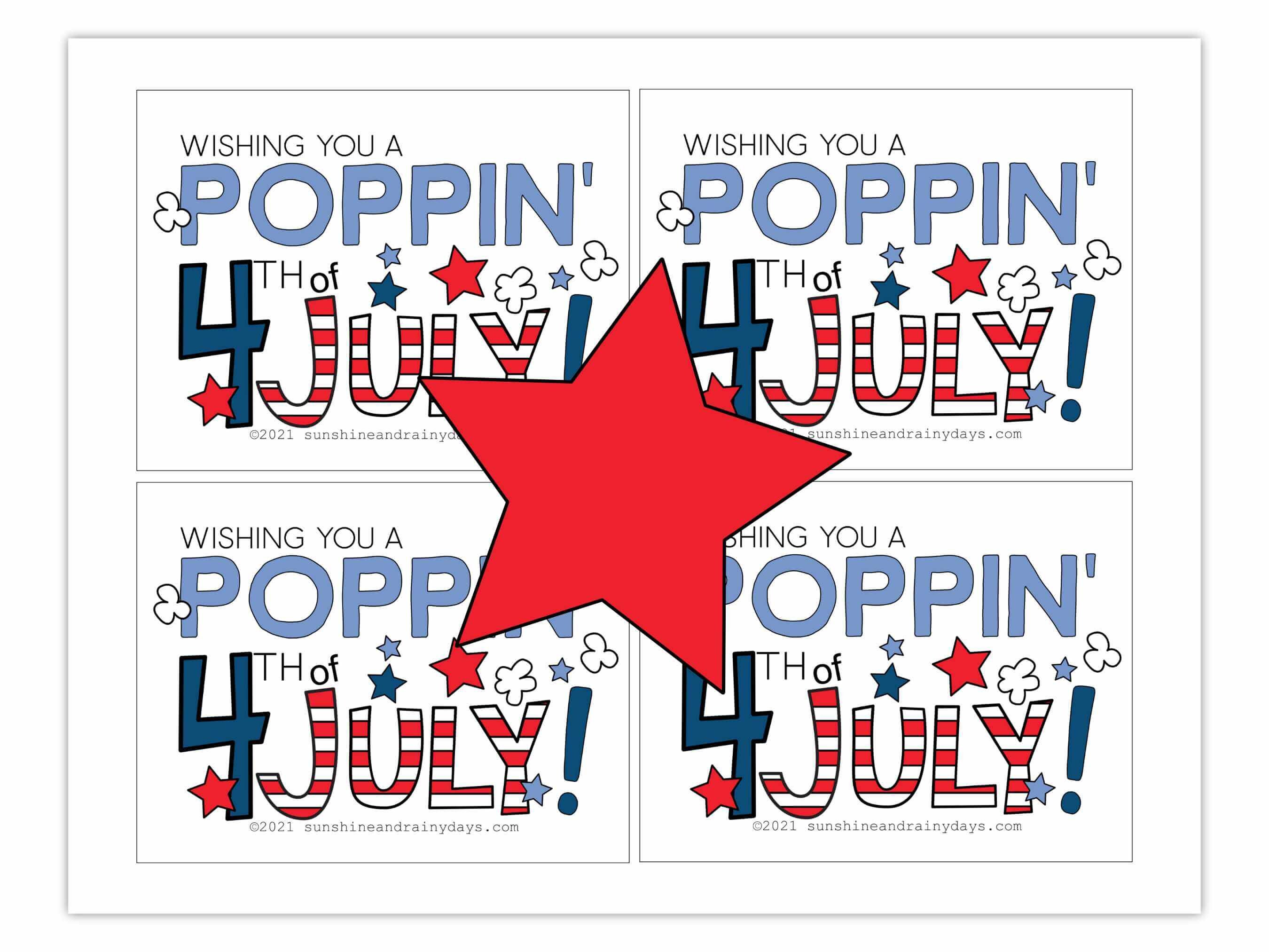 Wishing You A Poppin' 4th of July • 4th of July Popcorn Tag • Popcorn ...