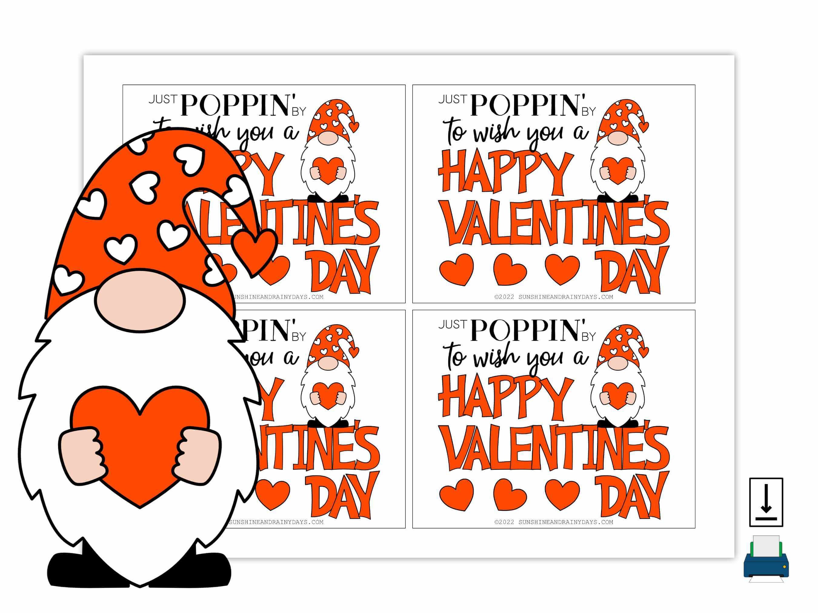 Gnome Valentine Popcorn Tag Printable Microwave Popcorn Tags Just ...