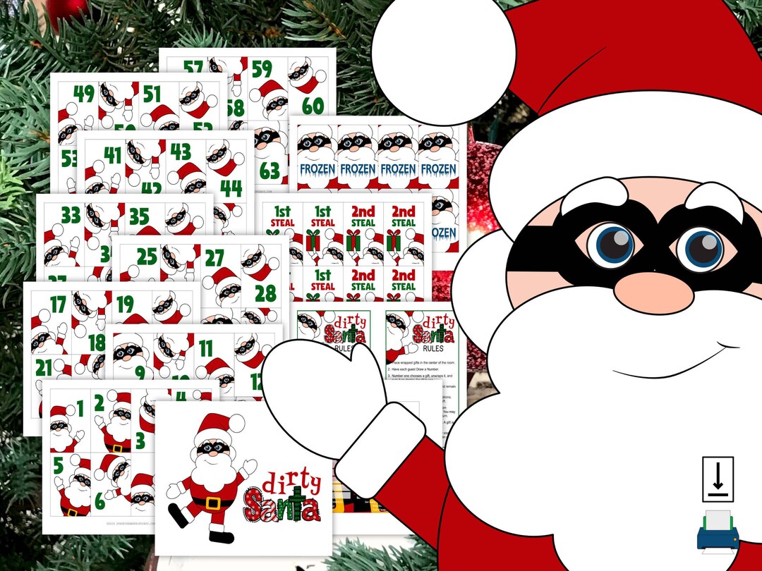 Printable Dirty Santa Gift Exchange Game • Dirty Santa Game • dirty ...