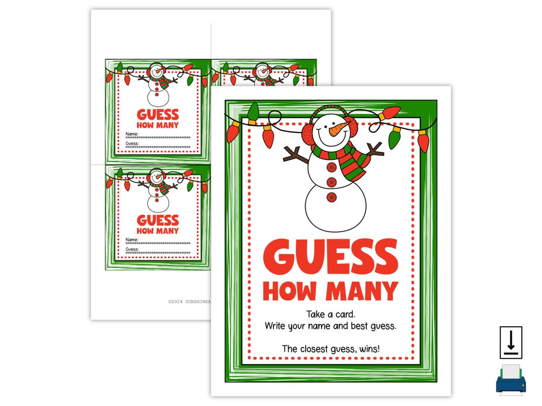 Guess How Many Snowballs Christmas Party Game Printable • Guess How ...