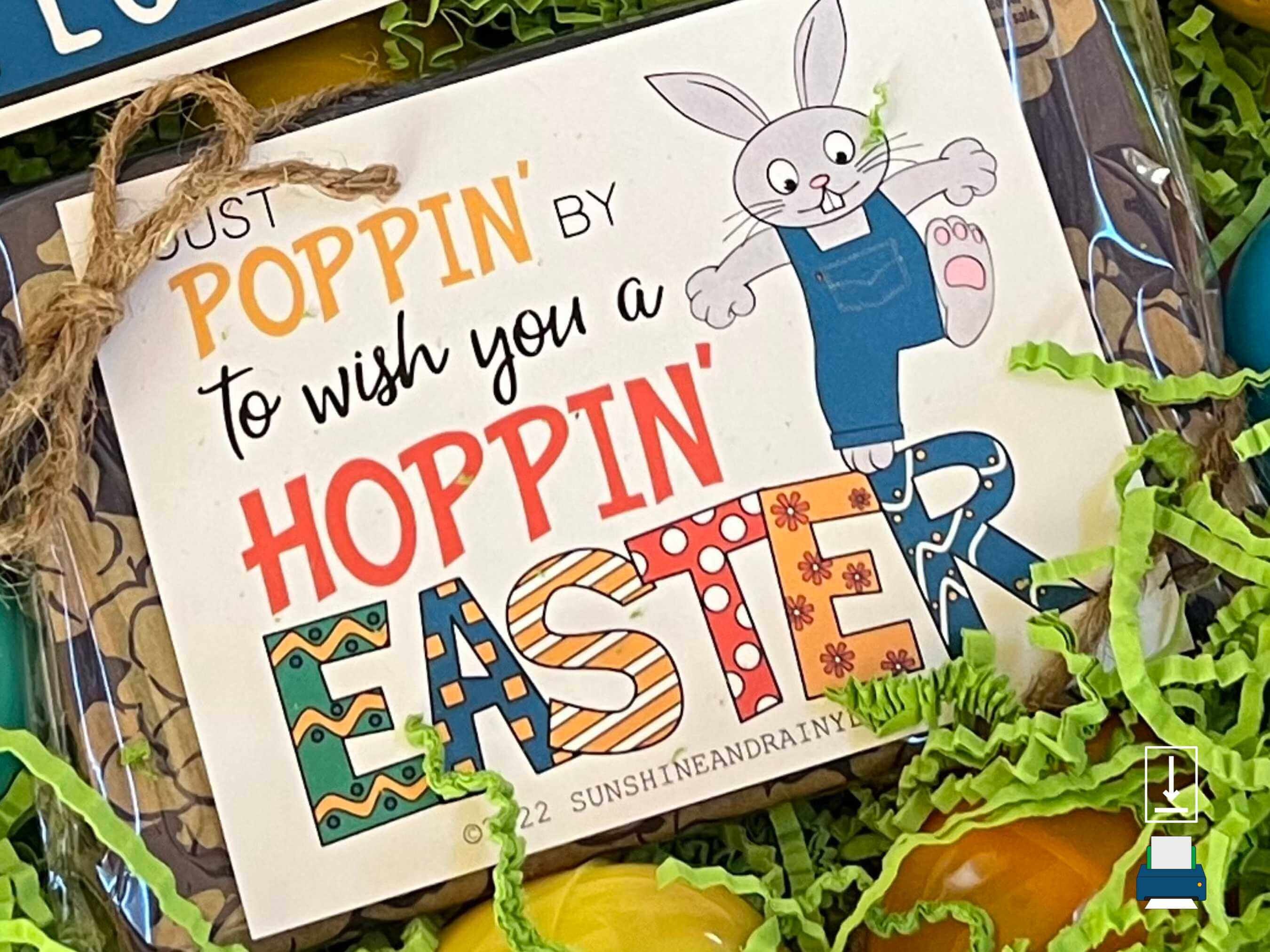 Easter Popcorn Tag Just Poppin' by to Wish You A Hoppin' Easter Hoppin ...