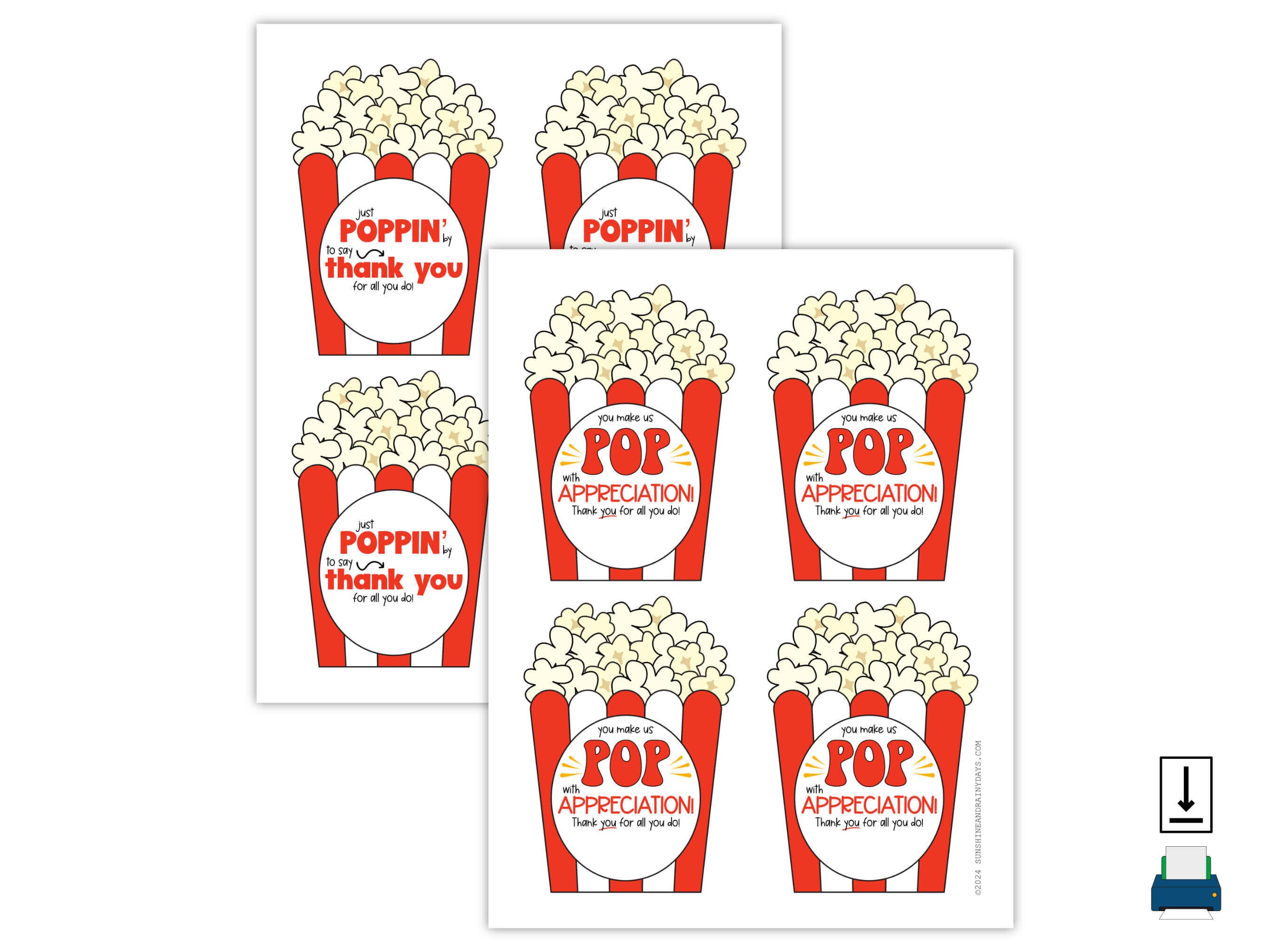 Fillable Appreciation Popcorn Tags • Thank You Popcorn Tags • Just ...