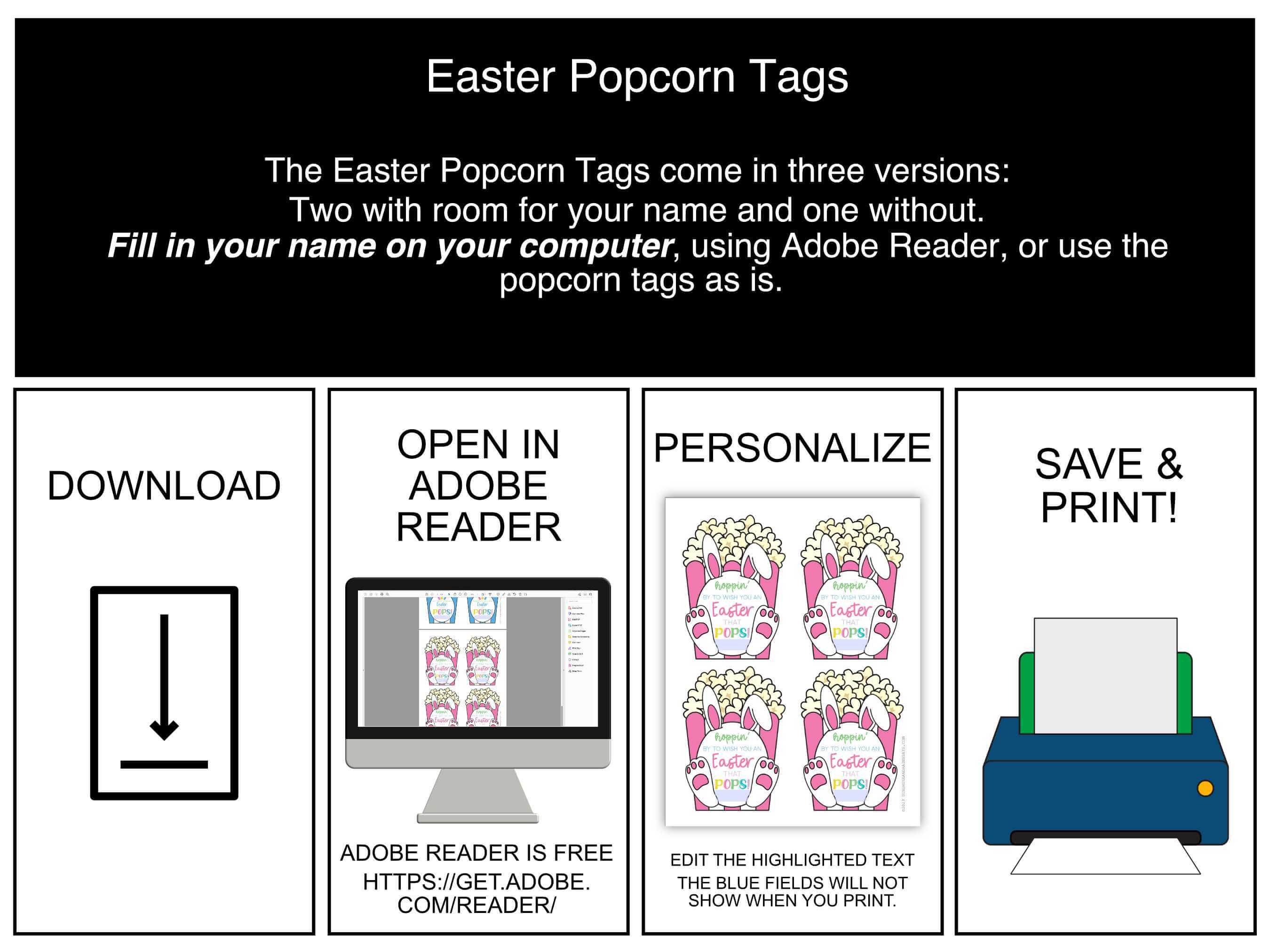Fillable Easter Popcorn Tag Printable Microwave Popcorn Tag ...