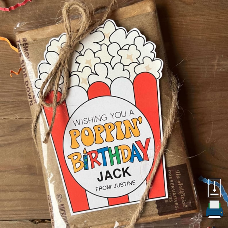 Fillable Wishing You A Poppin' Birthday Tag • Birthday Popcorn Tag ...