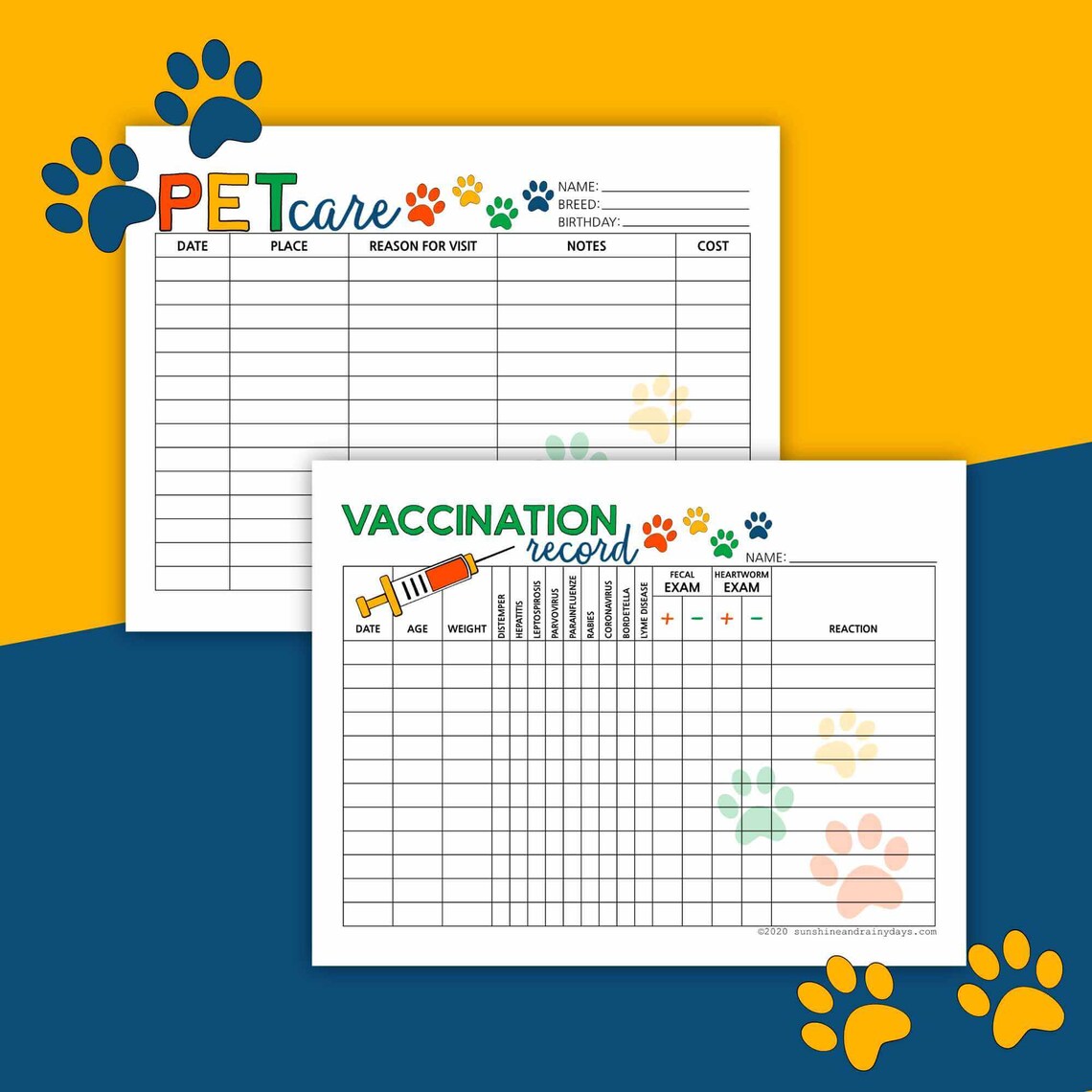 Printable Pet Binder Ultimate Pet Binder Pet Health Sheets Pet Records ...