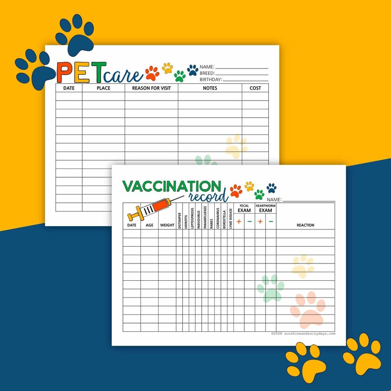 Printable Pet Binder Ultimate Pet Binder Pet Health Sheets Pet Records ...